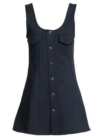GANNI Mini Dress In Organic Cotton With Embroidered Logo - Navy