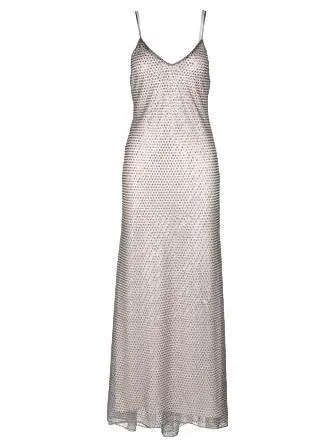 SEMICOUTURE Maxi Dress In Tulle With Sequins And Beads - Grey