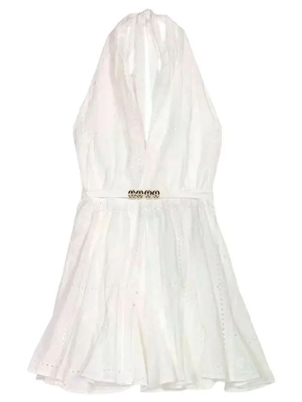 Maje Embroidered Halterneck Backless Dress - White