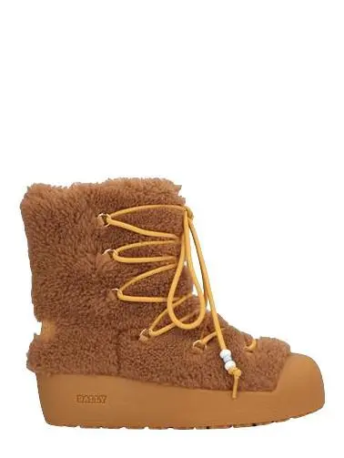 Bally Leather Lace-up Wedge Ankle Boots With Shearling Lining - Camel