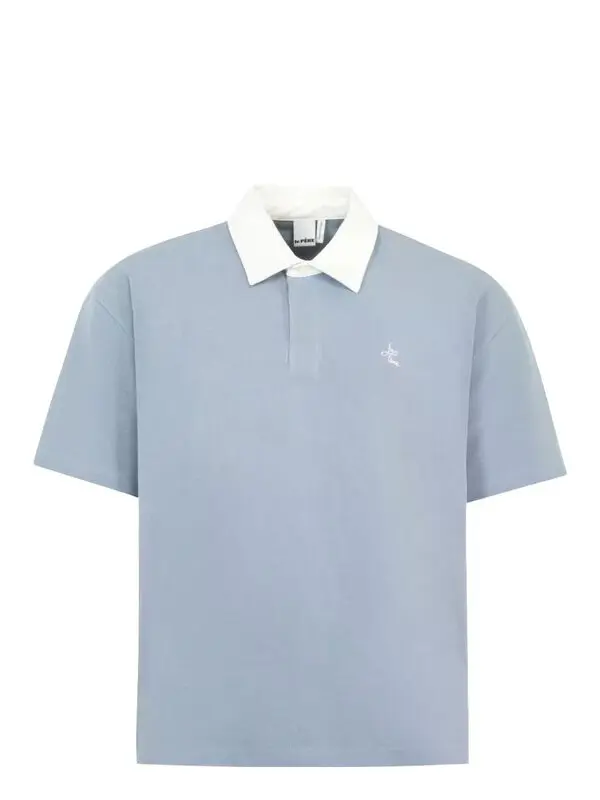 LE PERE Logo-embroidered Rugby Polo Shirt - Blue