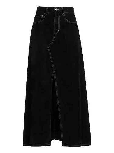 DEPARTMENT 5 Denim Maxi Skirt With Front Slit - Black