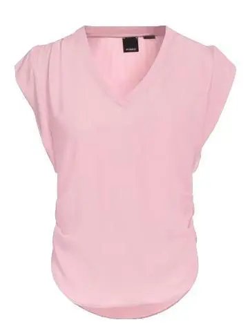 Pinko Acetate And Silk V-neck Top With Gathered Detailing - Pink