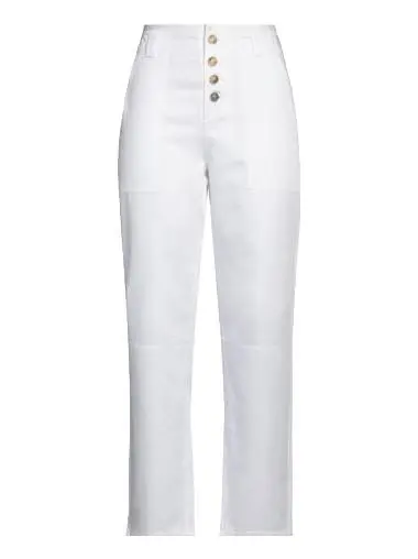 SEMICOUTURE Cotton Linen High Waisted Tapered Leg Chinos - White