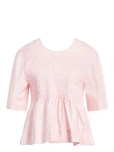 GANNI Organic Cotton Peplum Top - Pink