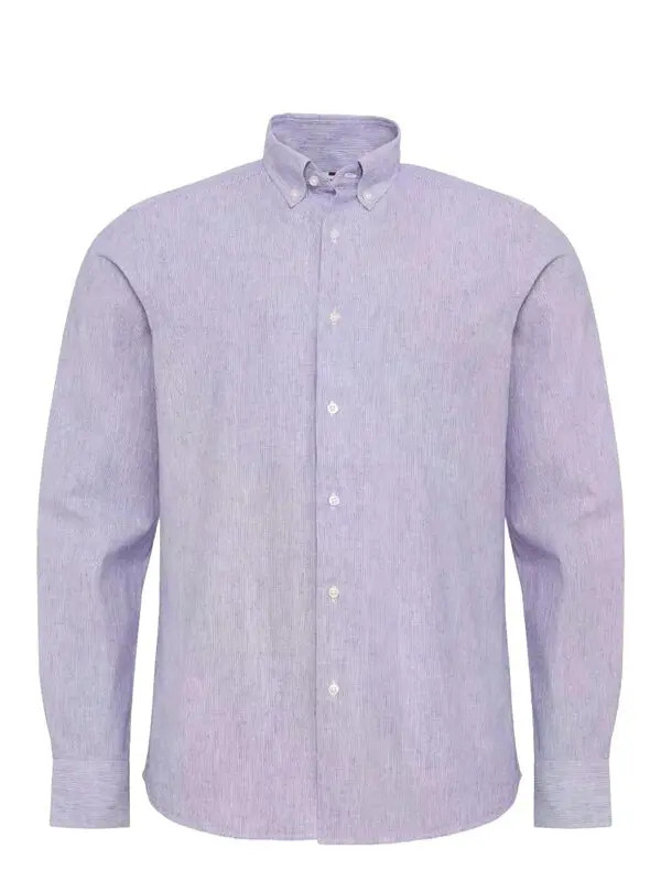 LOJA DAS MEIAS Button-down-collar Striped Shirt - Purple