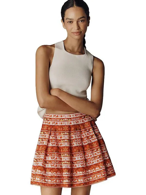 Farm Rio Orchid Pleated Mini Skirt - Romantic Orchid