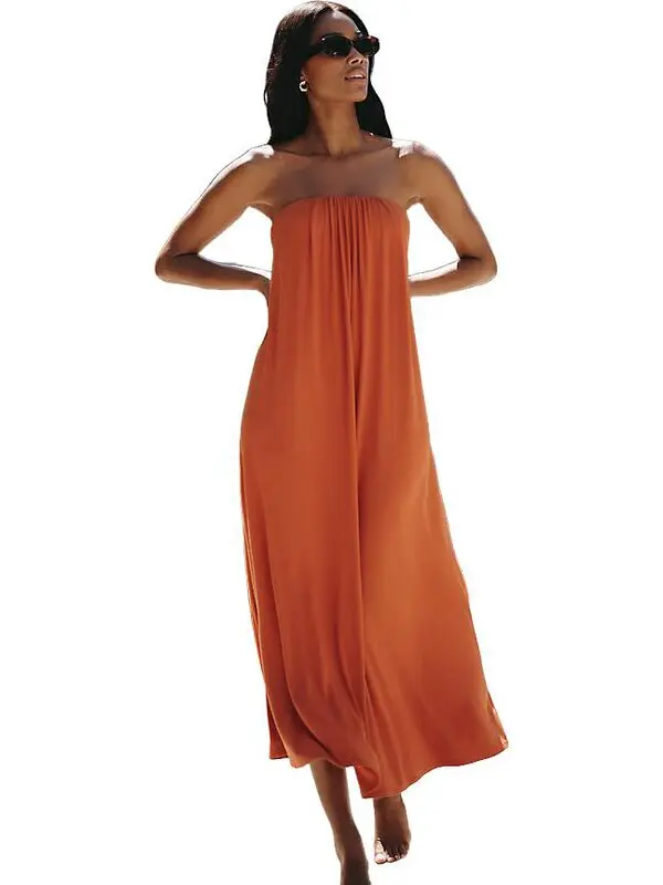 CELANDINE Strapless Midi Dress - Potter's Clay