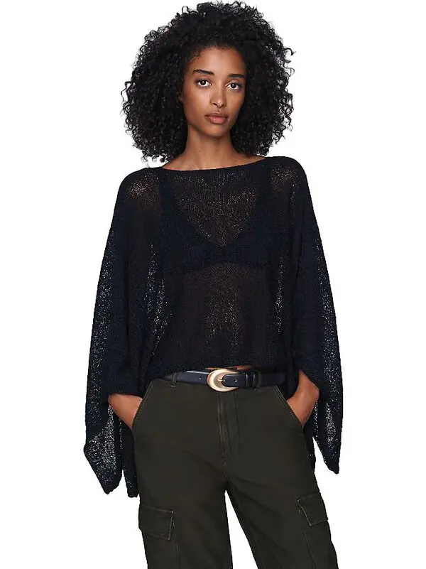 Anthropologie Gauze Knit Poncho - Black