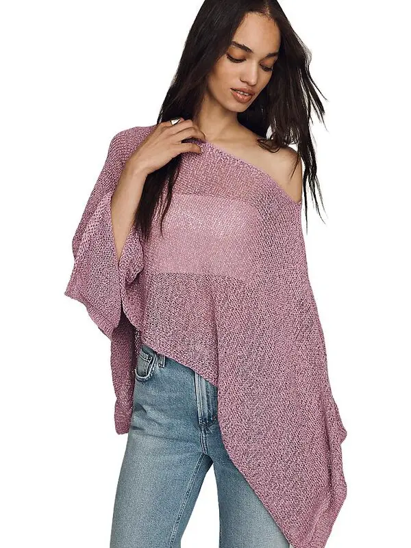 Anthropologie Gauze Knit Poncho - Mauve
