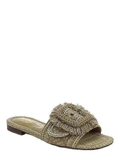 Sam Edelman Bambi Raffia Slides - Green