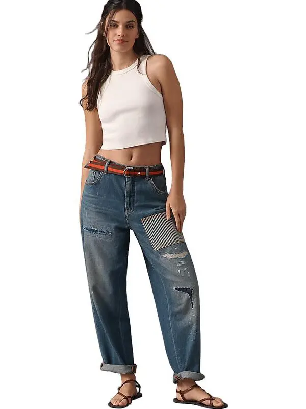 PILCRO Jenna Mid-rise Relaxed Jeans - Medium Denim