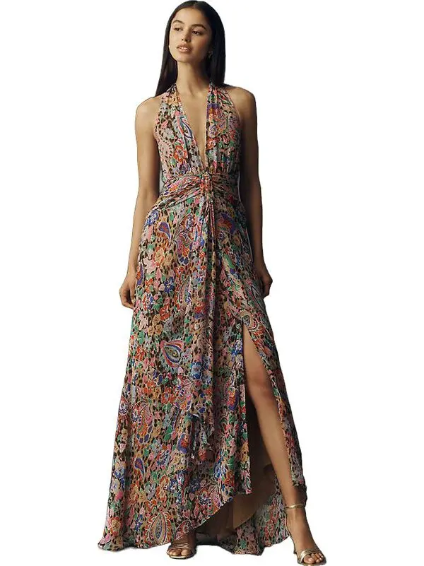 Rixo Alaina Chiffon Maxi Dress With Abstract Print - Multi