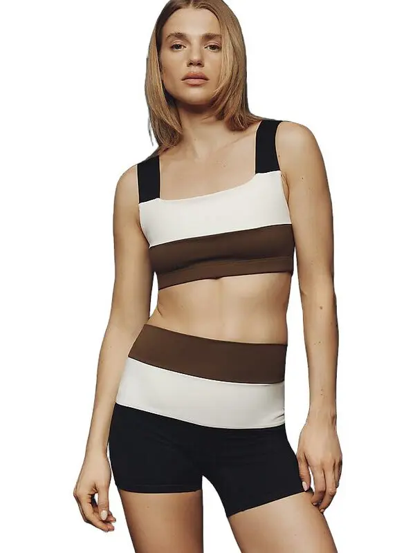 DAUGHTER LESSONS Colorblock Sports Bra - Black Stripe