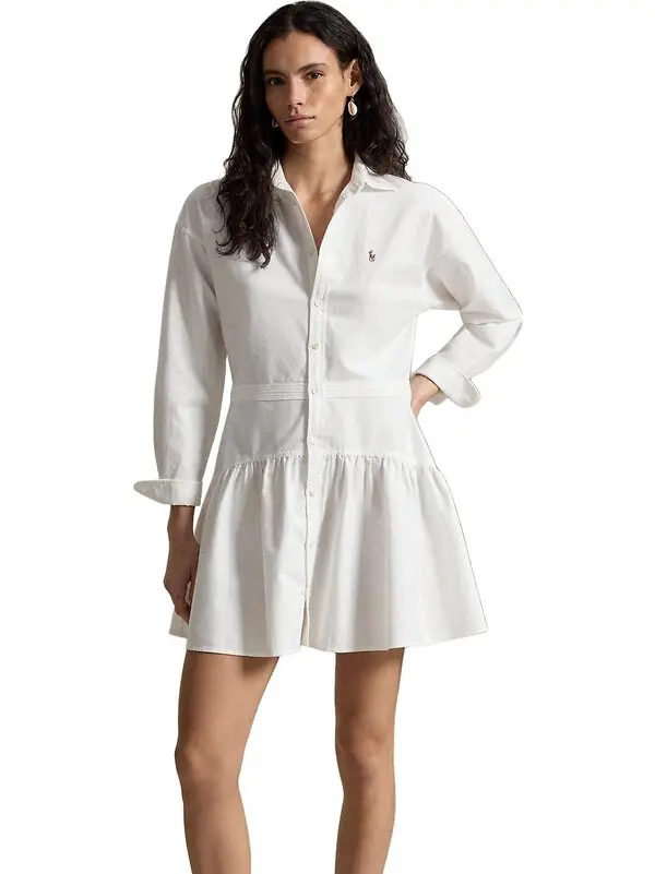 Ralph Lauren Cotton Oxford Paneled Shirtdress - Bsr White