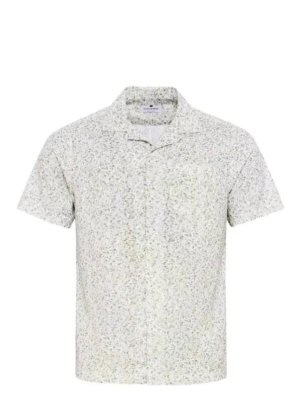 LOJA DAS MEIAS Leaf-print Camp-collar Shirt - White