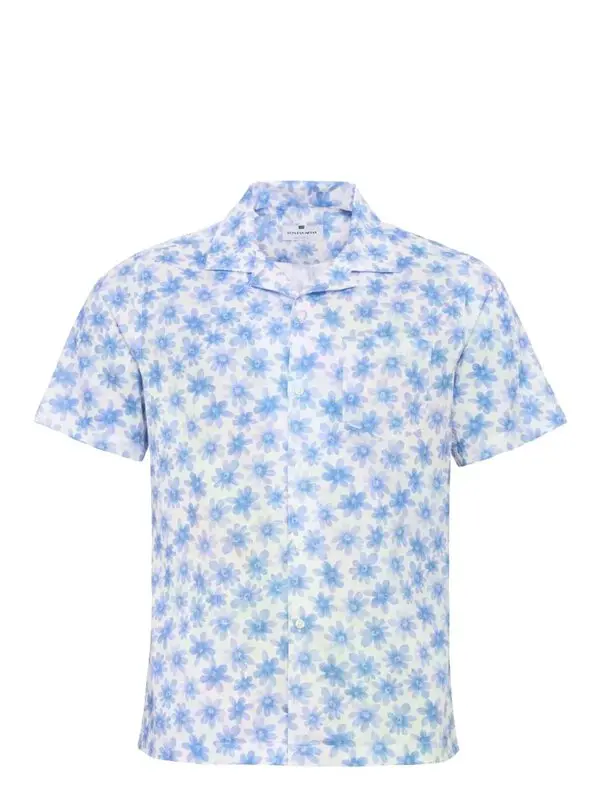 LOJA DAS MEIAS Floral-print Camp-collar Polo Shirt - White