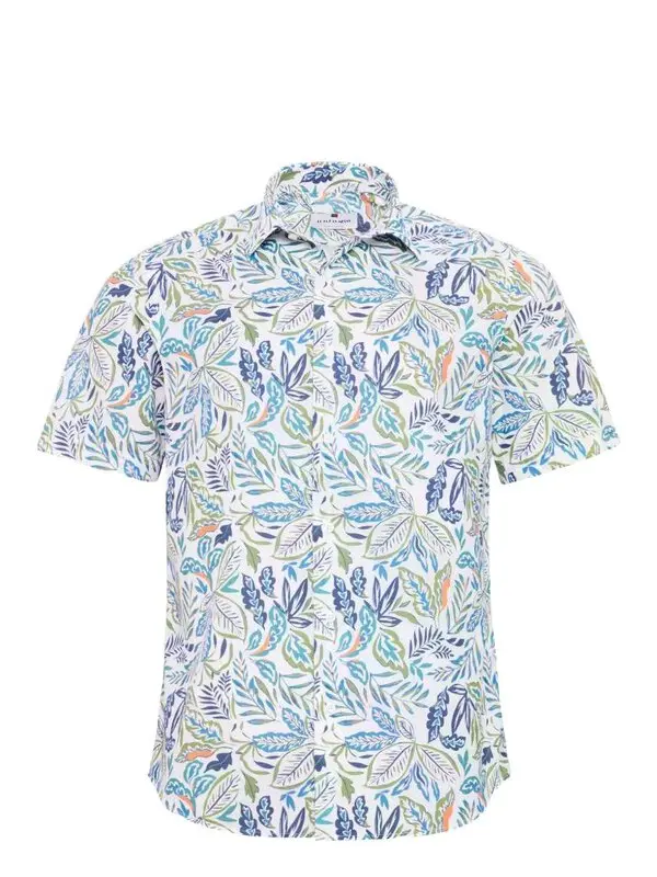 LOJA DAS MEIAS Leaf-print Short-sleeve Polo Shirt - White