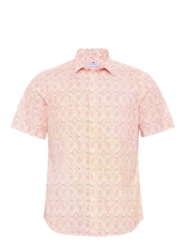 LOJA DAS MEIAS Geometric-print Short-sleeve Polo Shirt - Pink