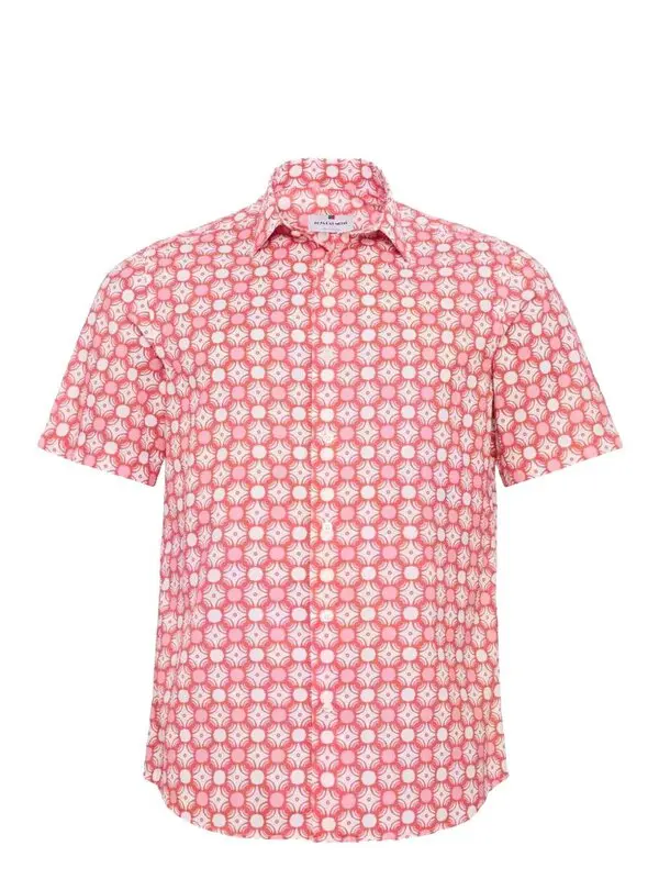 LOJA DAS MEIAS Geometric-print Short-sleeve Polo Shirt - Pink