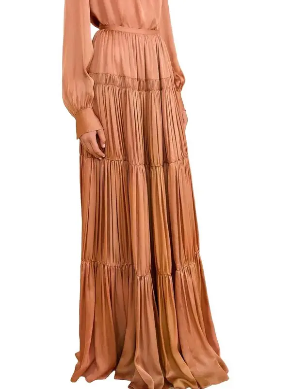 Ulla Johnson Tiered Pleated Skirt - Brown