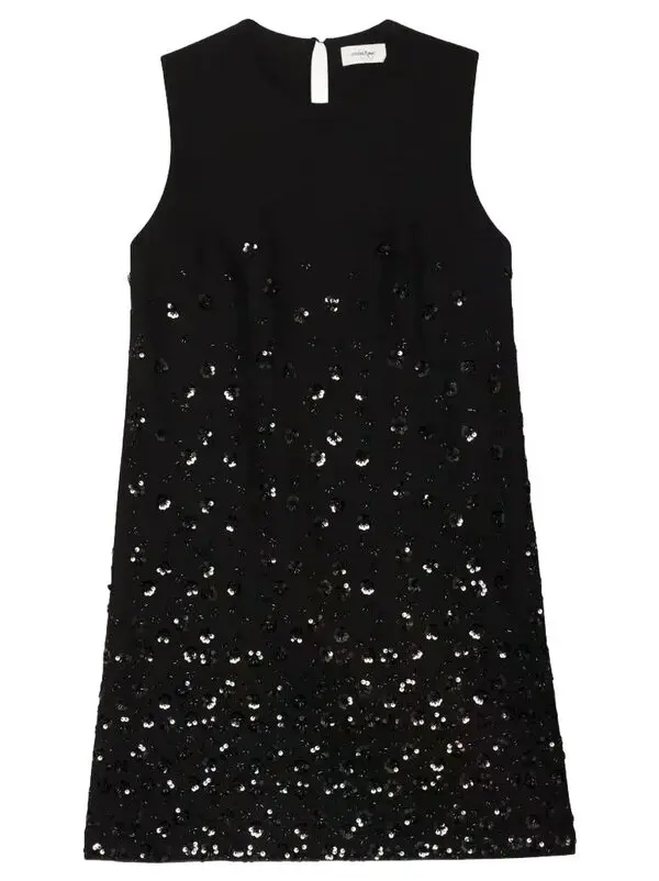 OTTOD'AME Sequin Embellished Sleeveless A-line Dress - Black