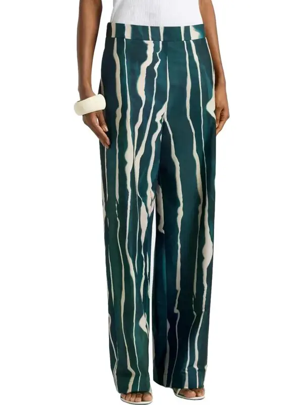 Liviana Conti Cesira Abstract-print Wide-leg Trousers - Green
