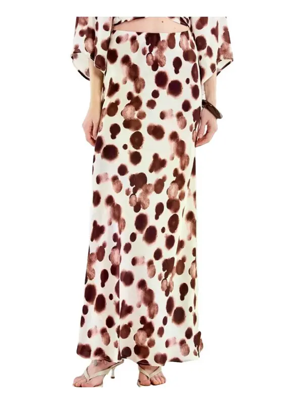 VICOLO Off-white Polka Dot Print High-waisted Skirt - Neutrals