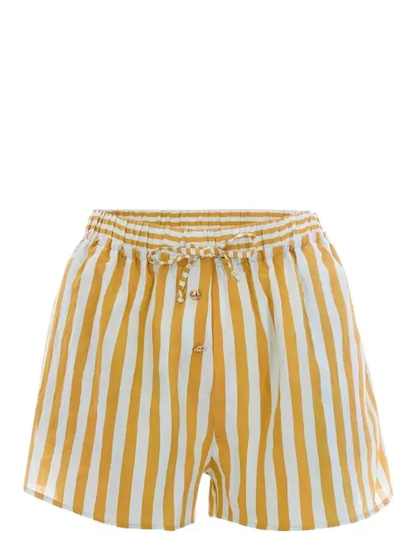 SESSUN Agde Striped Drawstring Shorts - Yellow