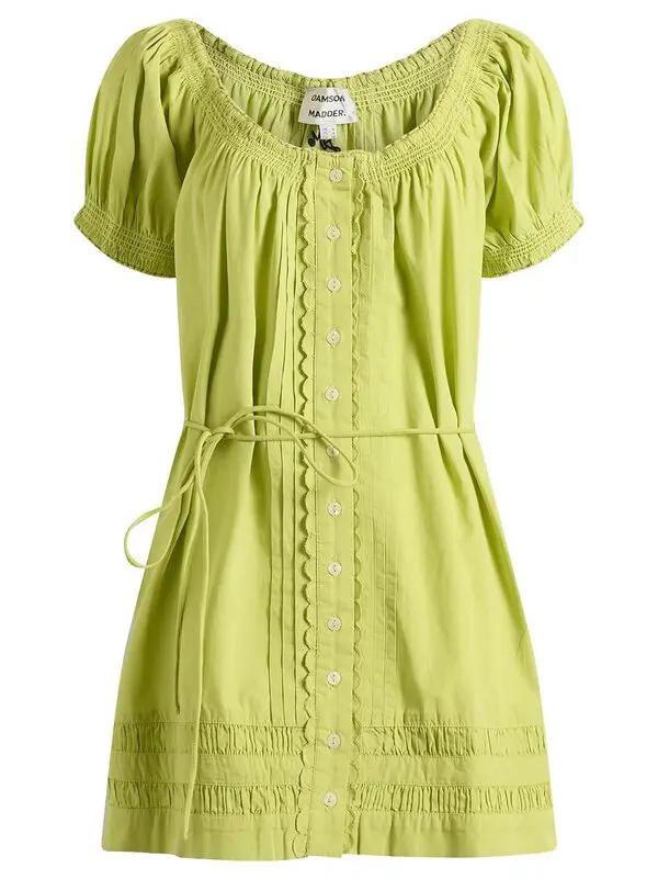 DAMSON MADDER Jayne Mini Dress With Ruched Details - Celery