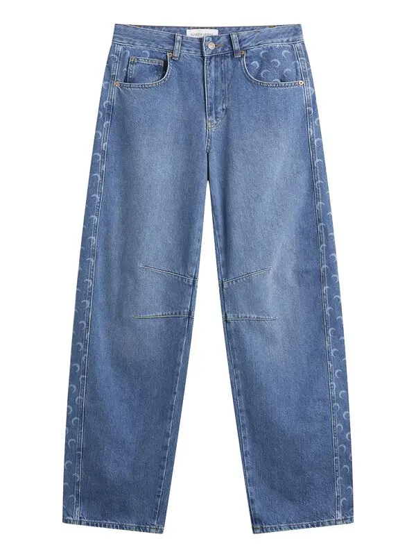 MARINE SERRE Barrel Leg Jeans - Light Blue