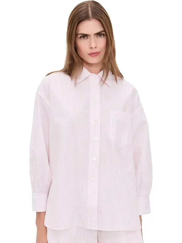 Suzie Kondi Kappa Button-up Shirt - Blush Stripe