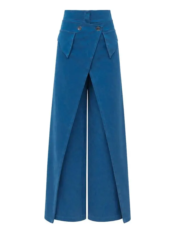 JULIA ALLERT High-waisted Denim Wrap Trousers - Blue