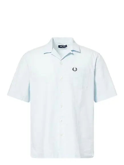 Fred Perry Revere-collar Cotton Seersucker Shirt - Light Ice