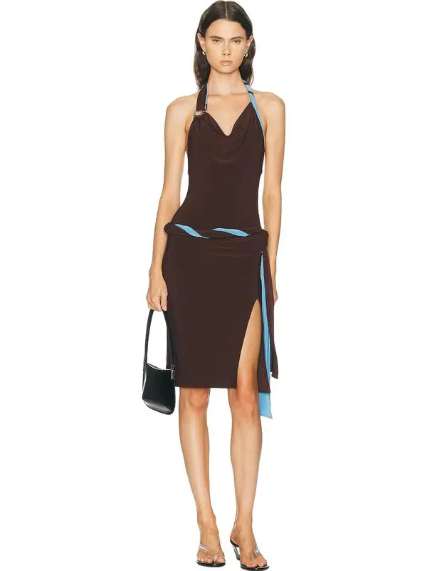 Coperni Bi Color Twisted Dress - Brown