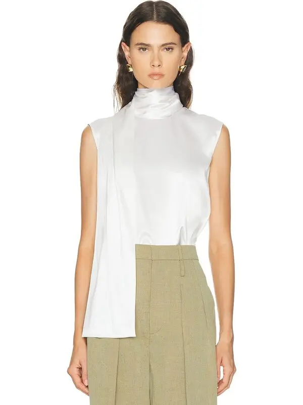 Bottega Veneta Sleeveless Top With Attached Scarf Detail - White