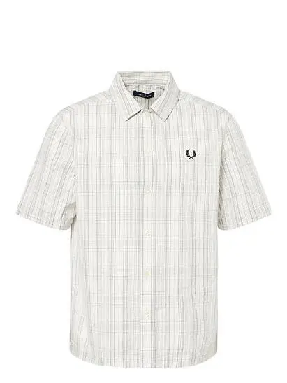 Fred Perry Checked Cotton Seersucker Shirt - Ecru