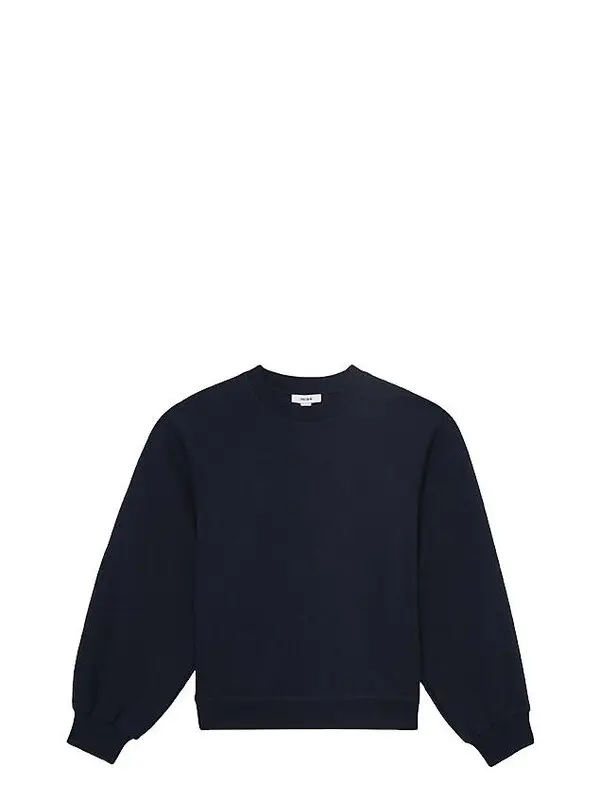 REISS Charlie Round Neck Cotton-blend Sweatshirt - Navy
