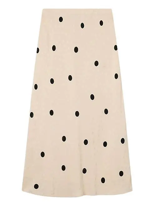 Whistles Polka Dot Jacquard Satin Midi Skirt - Multi-coloured