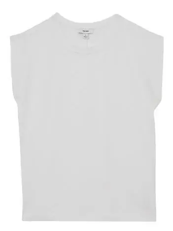 REISS Millie Cap-sleeve Cotton T-shirt - White