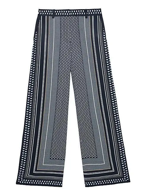 REISS Scarf Print Woven Trousers - Navy