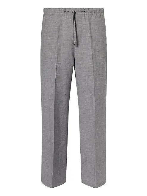 FRAME Easy Wide Leg Wool And Linen Trousers - Grey Melange