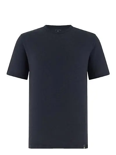 Boggi Milano Crew-neck Stretch-linen T-shirt Xxl - Navy Blue