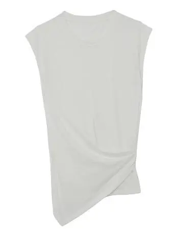 REISS Tia Drape Cap-sleeve Cotton T-shirt - White