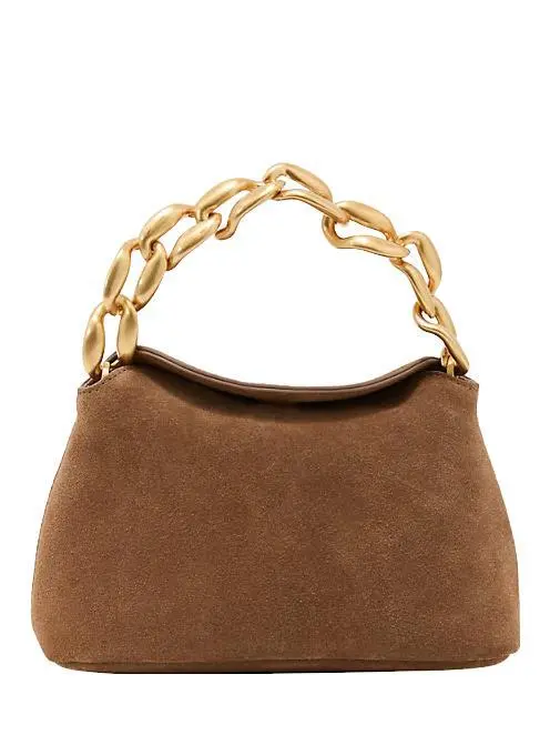 REISS Peony Grab Bag With Chain Strap - Tan