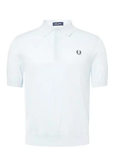 Fred Perry Short-sleeve Knitted Cotton Polo Shirt Xxl - Light Ice