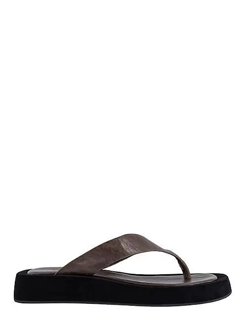 TONY BIANCO Leather Platform Sandals - Chocolate Vintage