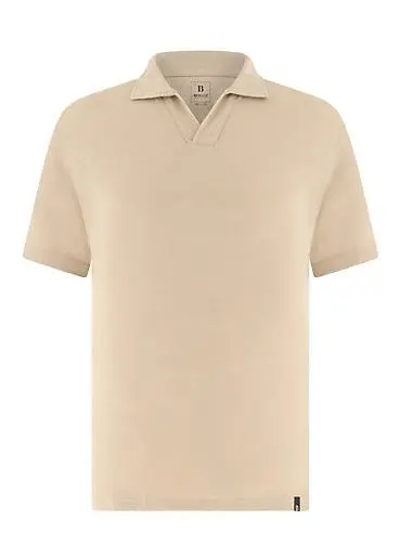 Boggi Milano Open-collar Regular-fit Stretch-linen Polo Shirt - Sand