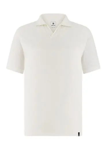 Boggi Milano Open-collar Regular-fit Stretch-linen Polo Shirt - White