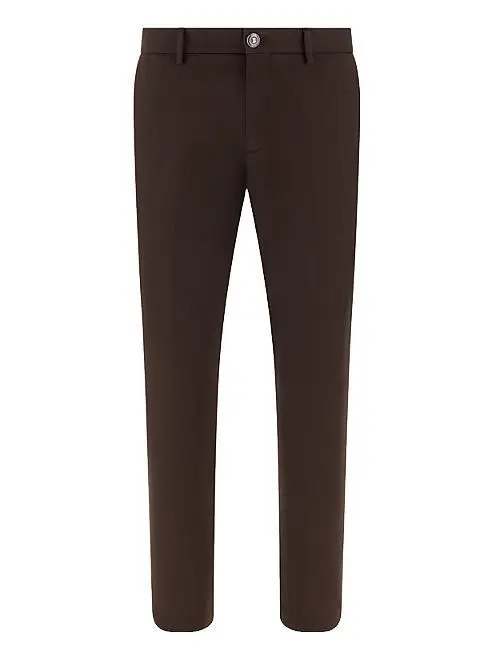 Boggi Milano Straight-leg Regular-fit Stretch Cotton-blend Trousers - Brown